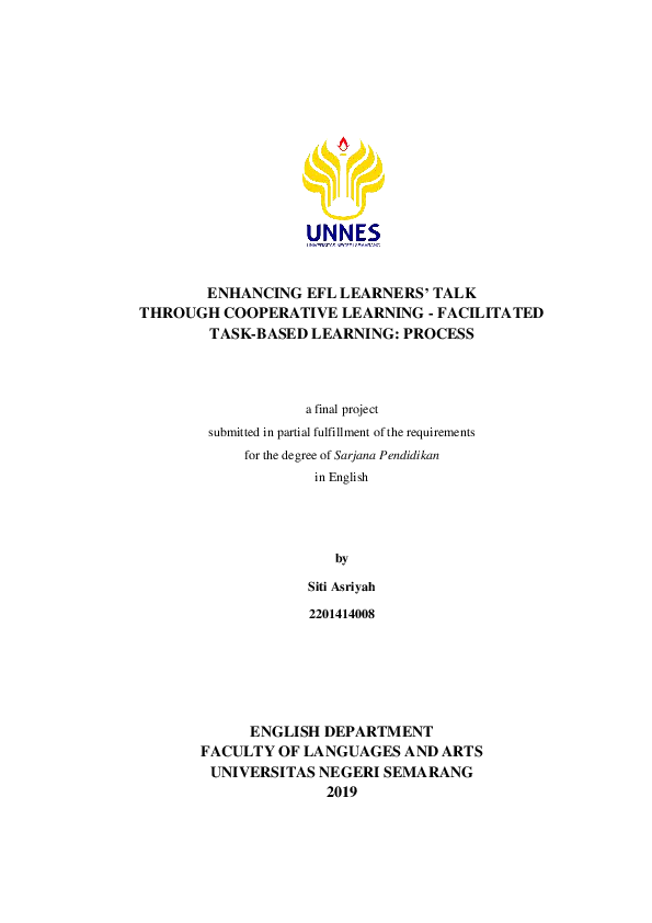 (PDF) Enhancing Efl Learners’ Talkthrough Cooperative Learning - Facilitated Task-Based Learning ...