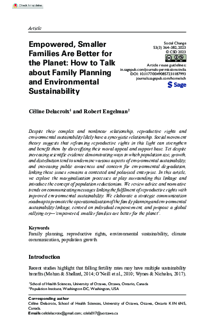 (PDF) Empowered, Smaller Families Are Better for the Planet: How to ...