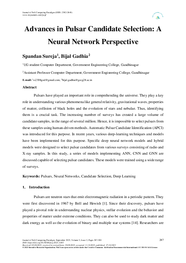 Pdf Advances In Pulsar Candidate Selection A Neural Network Perspective