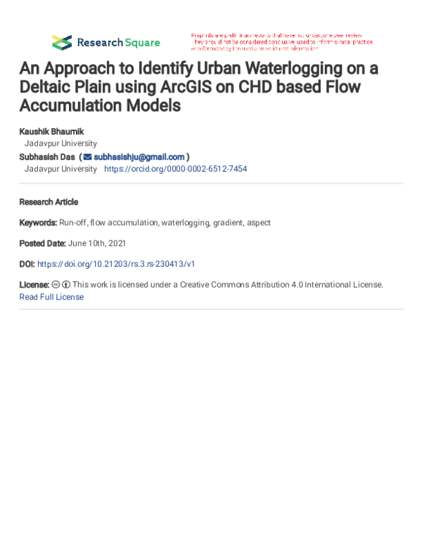 Pdf An Approach To Identify Urban Waterlogging On A Deltaic Plain