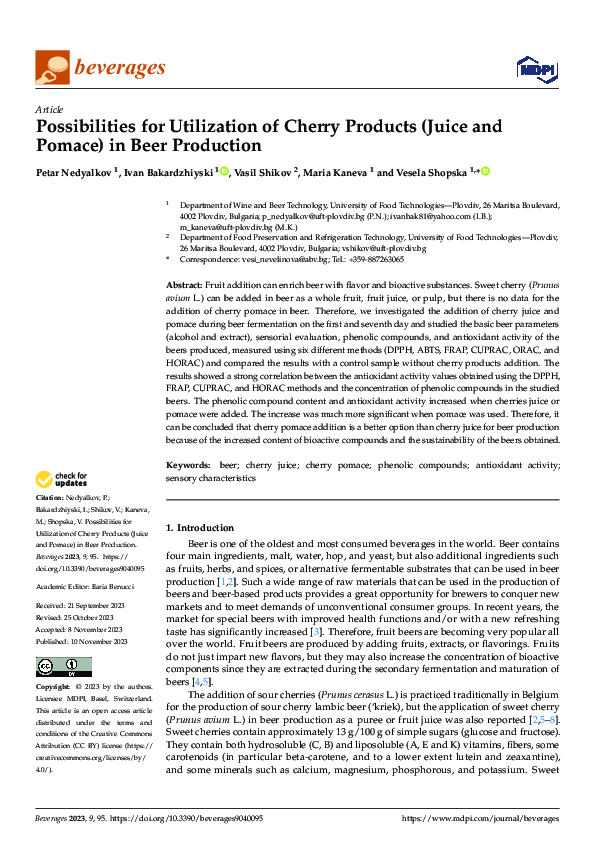 (PDF) Possibilities for Utilization of Cherry Products (Juice and ...