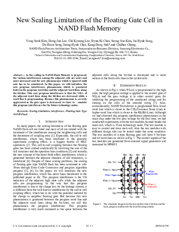 (PDF) New scaling limitation of the floating gate cell in NAND Flash Memory