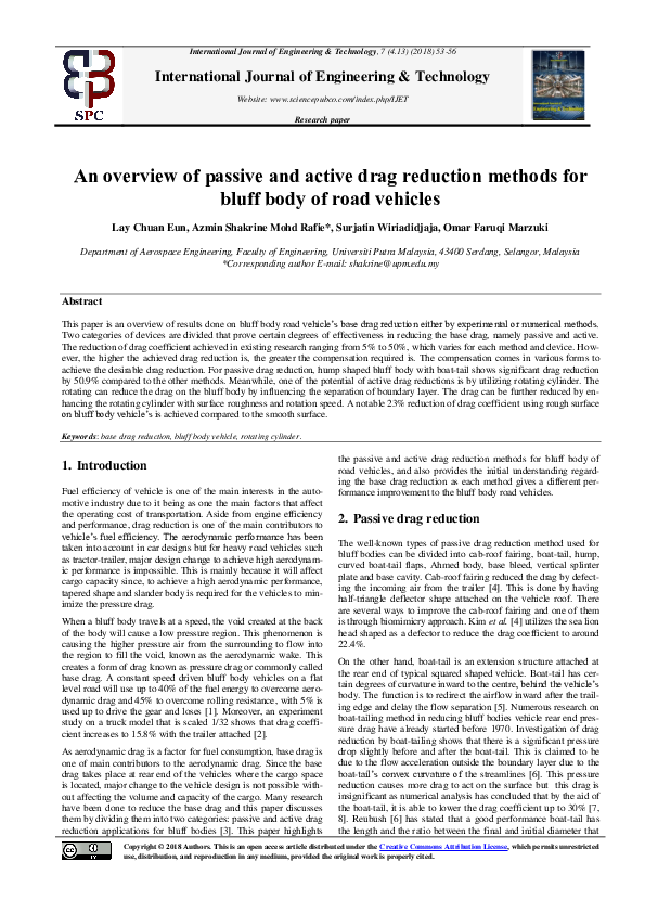 (PDF) An overview of passive and active drag reduction methods for ...