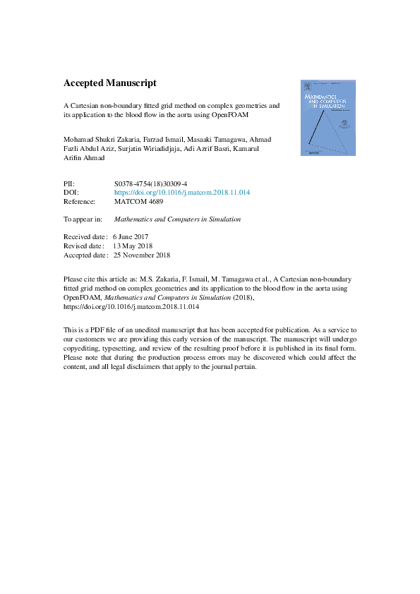 Pdf A Cartesian Non Boundary Fitted Grid Method On Complex Geometries And Its Application To