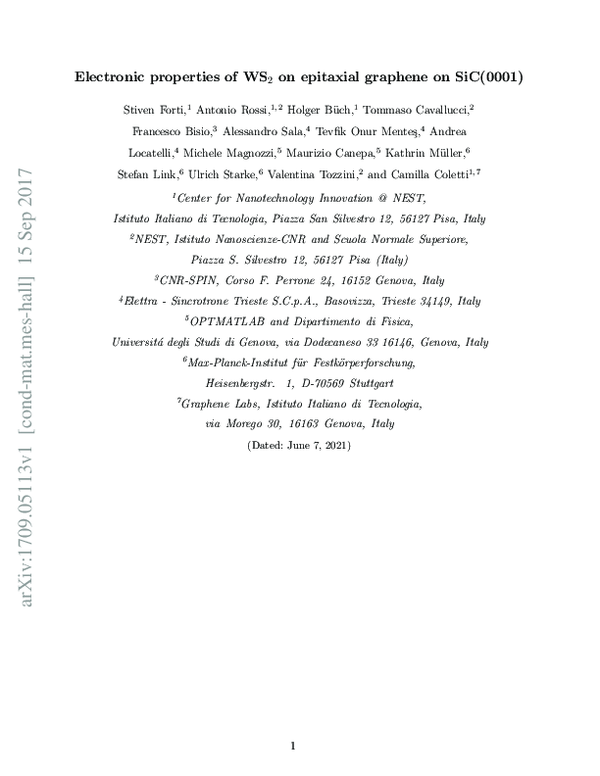 (PDF) Electronic properties of WS$_2$ on epitaxial graphene on SiC(0001)