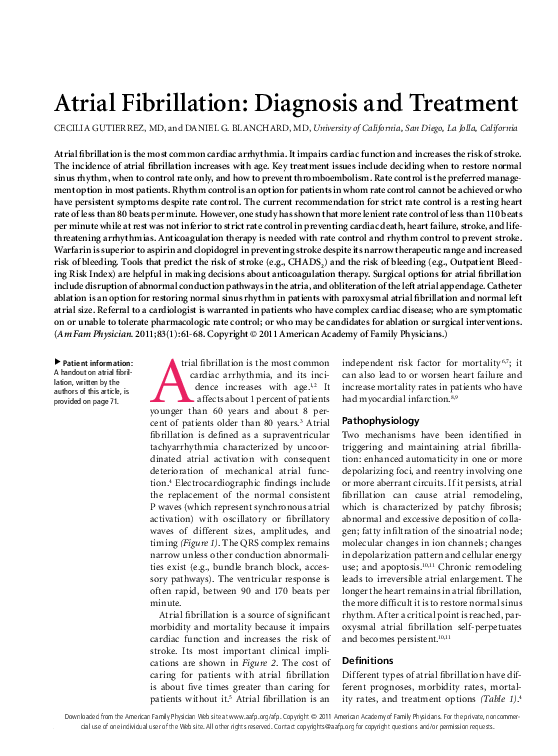 (PDF) Atrial fibrillation: diagnosis and treatment