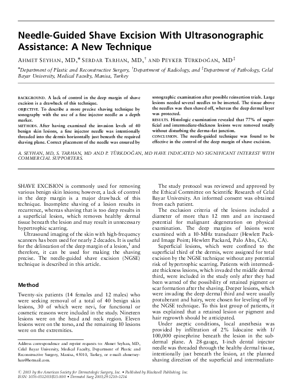 (PDF) Needle-Guided Shave Excision With Ultrasonographic Assistance: A ...