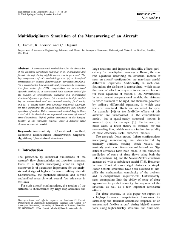 (PDF) Multidisciplinary Simulation of the Maneuvering of an Aircraft