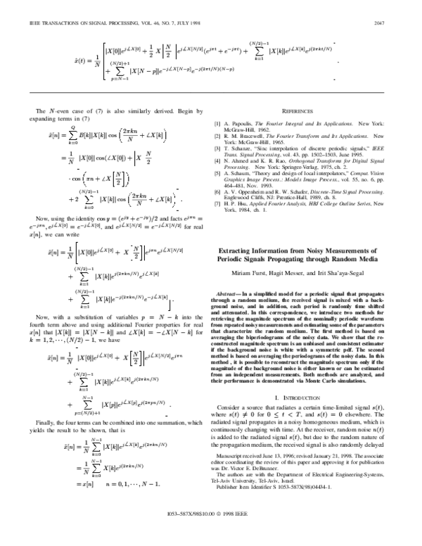(PDF) Extracting information from noisy measurements of periodic signals propagating through ...