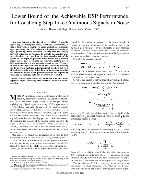 (PDF) Lower bound on the achievable DSP performance for localizing step-like continuous signals ...