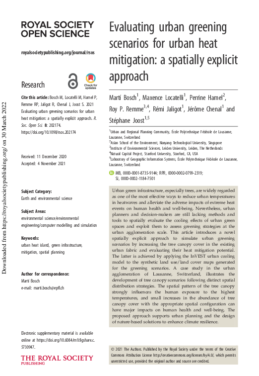 Pdf Evaluating Urban Greening Scenarios For Urban Heat Mitigation A Spatially Explicit