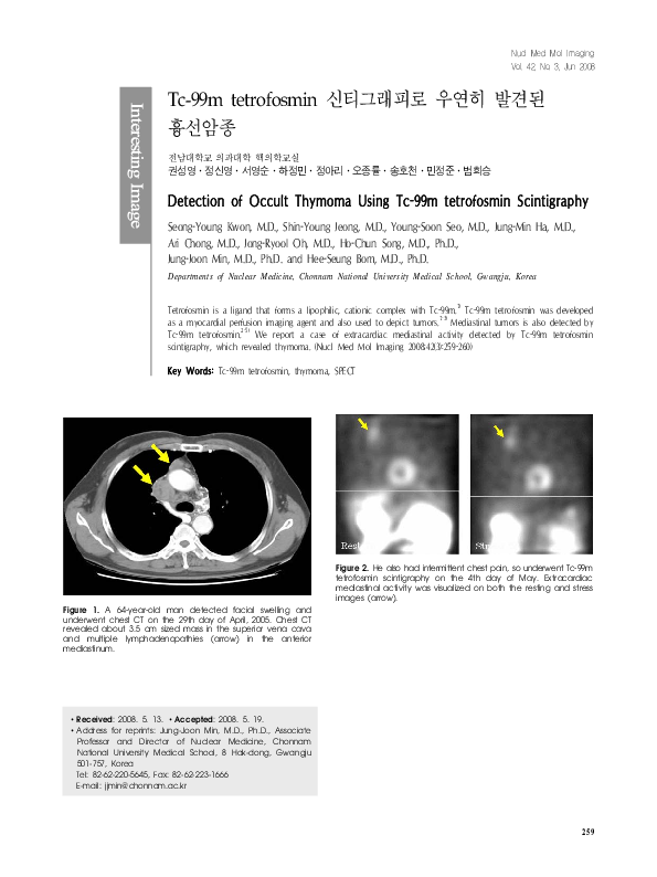 (PDF) Detection of Occult Thymoma Using Tc-99m tetrofosmin Scintigraphy