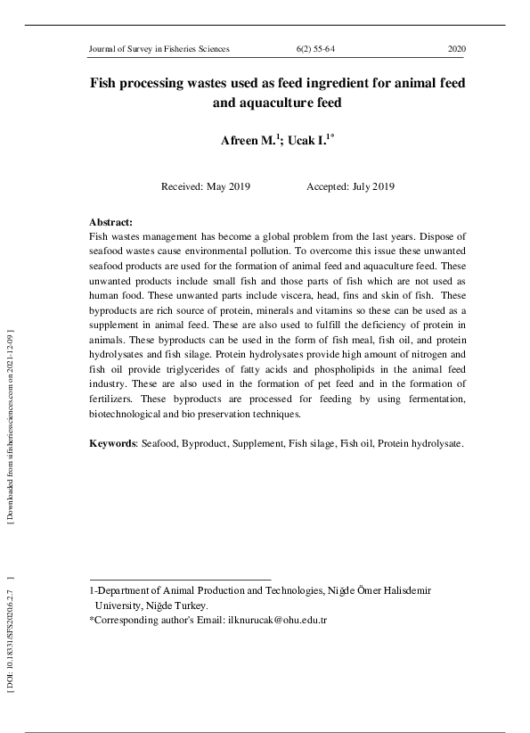 (PDF) Fish processing wastes used as feed ingredient for animal feed ...