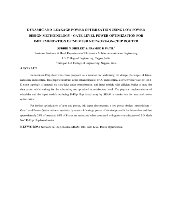 (PDF) Dynamic and Leakage Power Optimization Using Low Power Design Methodology -Gate Level ...
