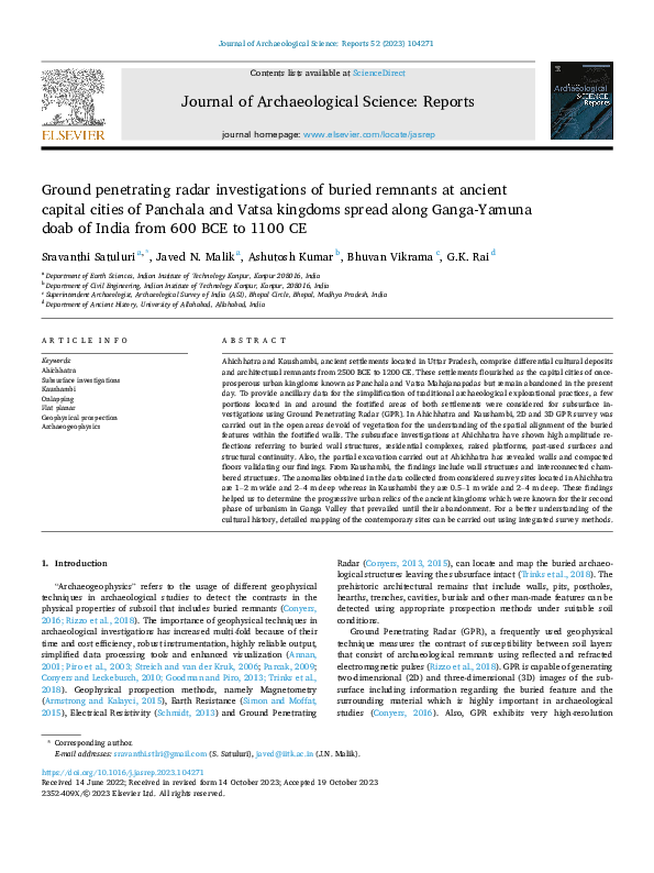 (PDF) Ground penetrating radar investigations of buried remnants at ...