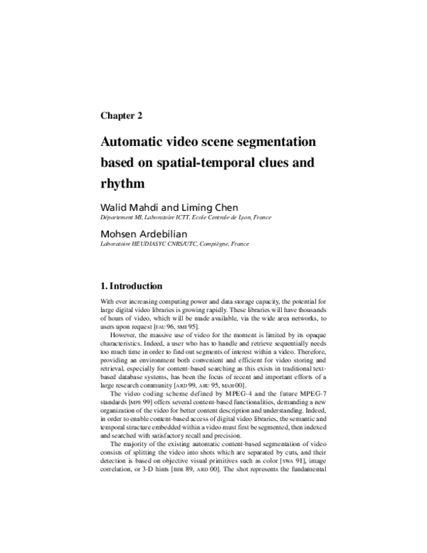 (PDF) Automatic Video Scene Segmentation based on spatial-temporal Clues and Rhythms | Walid ...