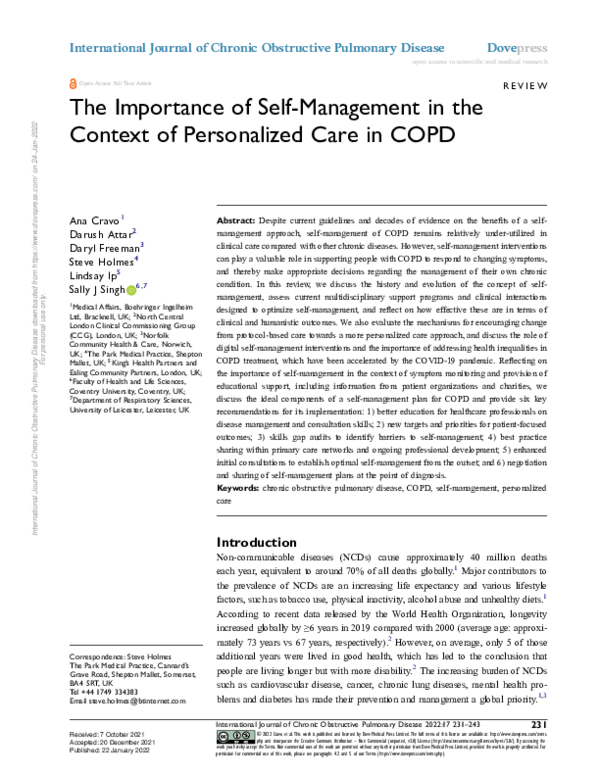 (PDF) The Importance of Self-Management in the Context of Personalized ...