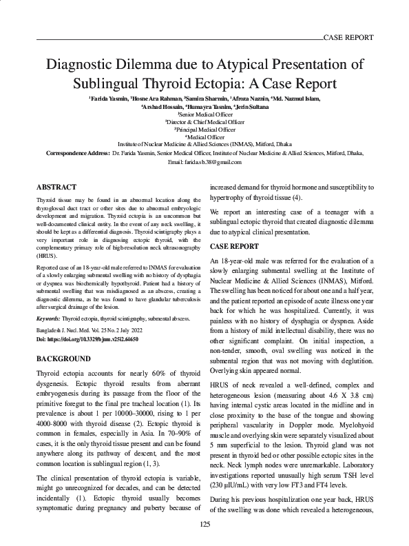 (PDF) Diagnostic Dilemma due to Atypical Presentation of Sublingual ...