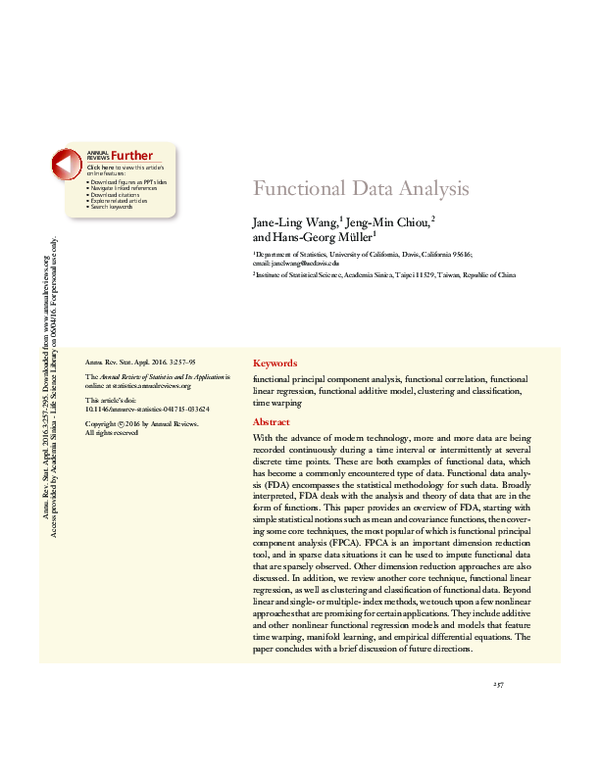 Pdf Functional Data Analysis
