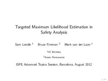 (PDF) Targeted maximum likelihood estimation in safety analysis | bruce fireman - Academia.edu