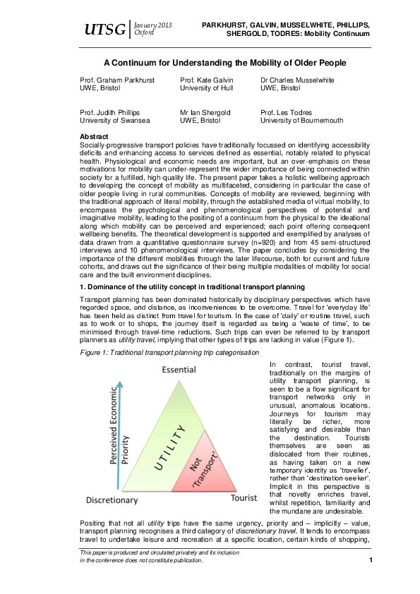 (PDF) A continuum for understanding the mobility of older people