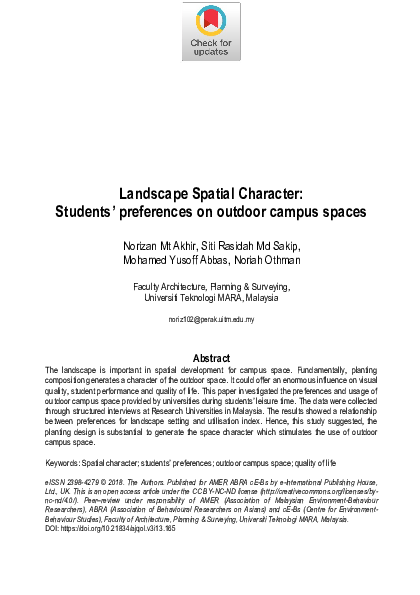(PDF) Landscape Spatial Character: Students’ preferences on outdoor ...