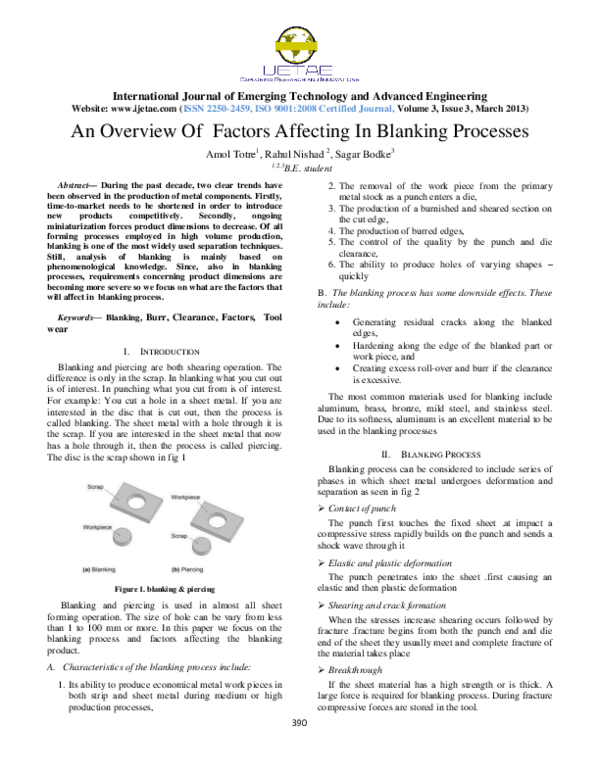 (PDF) An Overview Of Factors Affecting In Blanking Processes