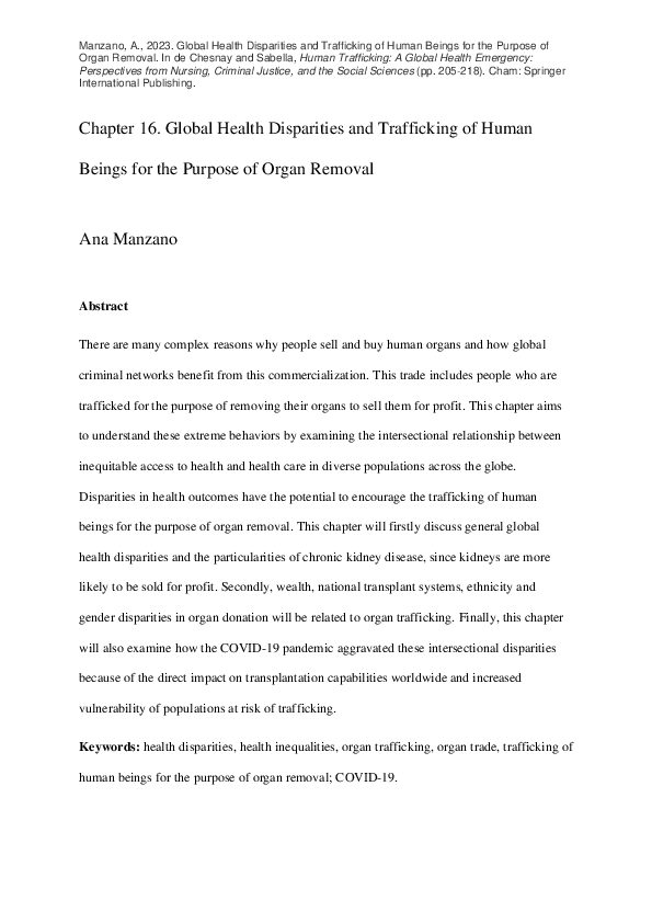 (PDF) Chapter 16. Global Health Disparities and Trafficking of Human ...