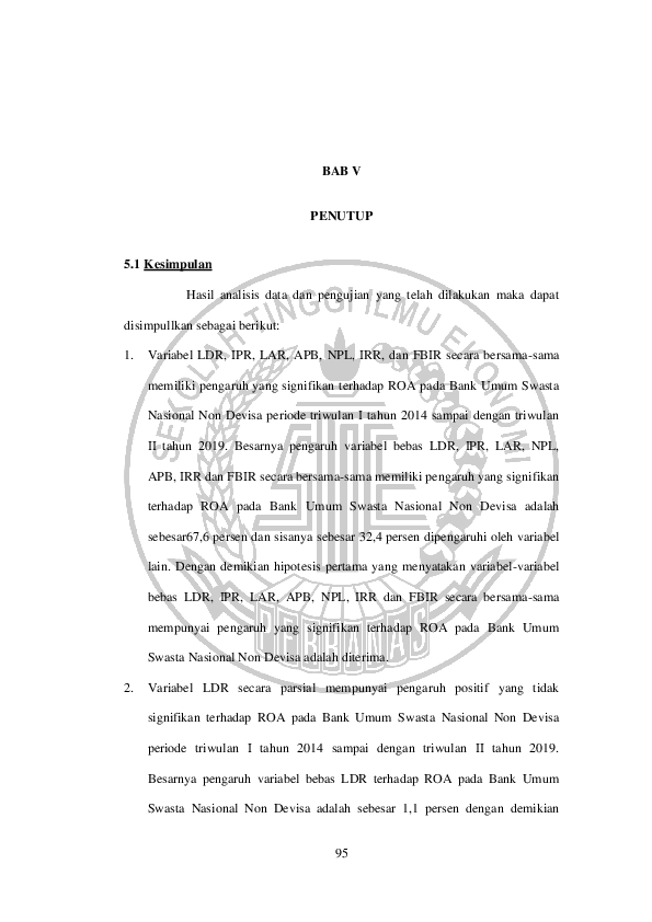 (PDF) Pengaruh Rasio Likuiditas, Kualitas Aset, Sensitivitasdan Efisiensi terhadap Return On ...