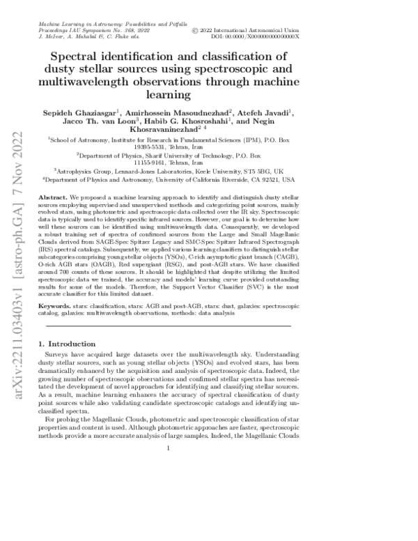 (PDF) Spectral identification and classification of dusty stellar sources using spectroscopic ...
