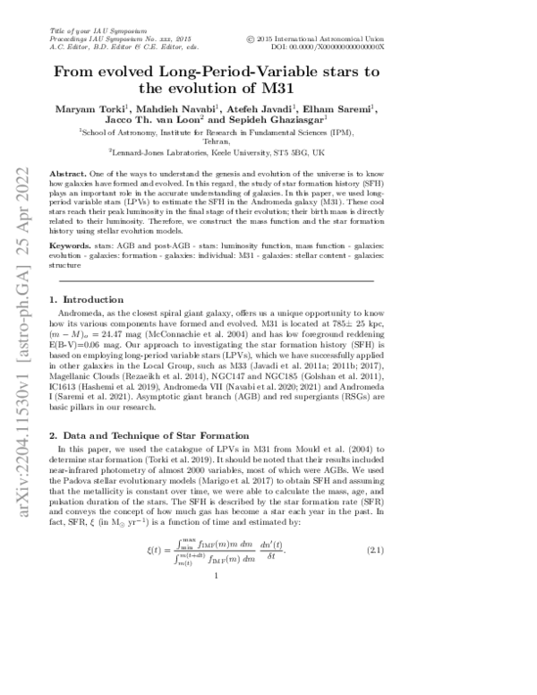 (PDF) From evolved Long-Period-Variable stars to the evolution of M31