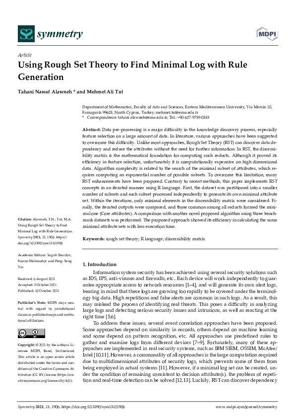 Pdf Using Rough Set Theory To Find Minimal Log With Rule Generation