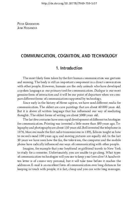 (PDF) Communication, cognition, and technology