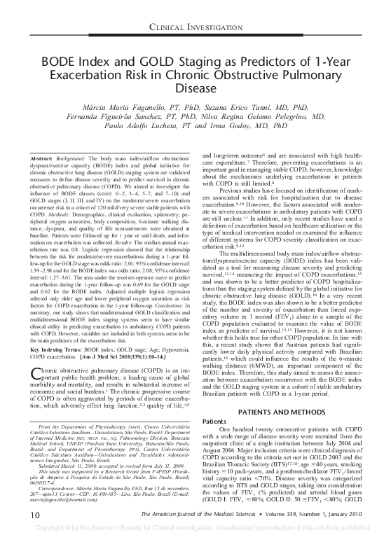 (PDF) BODE Index and GOLD Staging as Predictors of 1-Year Exacerbation Risk in Chronic ...