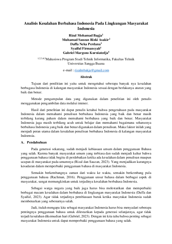 (PDF) Analisis Kesalahan Berbahasa Indonesia Pada Lingkungan Masyarakat Indonesia