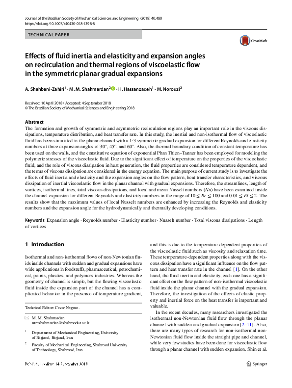 (PDF) Effects of fluid inertia and elasticity and expansion angles on ...