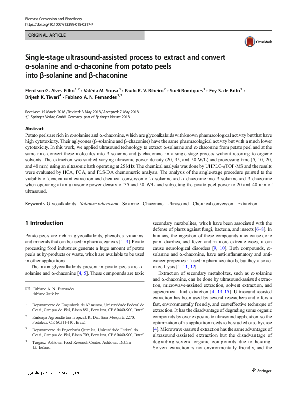 (PDF) Single-stage ultrasound-assisted process to extract and convert α ...