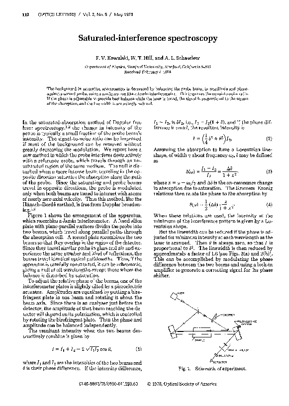 (PDF) Saturated-interference spectroscopy | Wendell Hill - Academia.edu