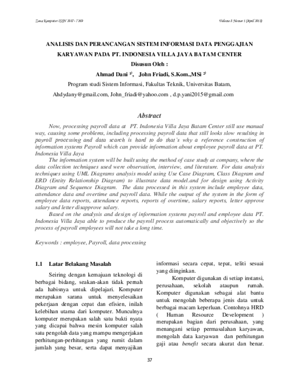 (PDF) Analisis Dan Perancangan Sistem Informasi Data Penggajian Karyawan Pada Pt. Indonesia ...