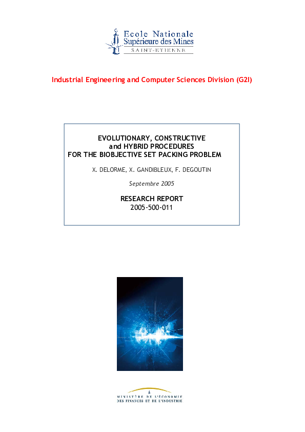 Pdf Evolutionary Constructive And Hybrid Procedures For The Bi