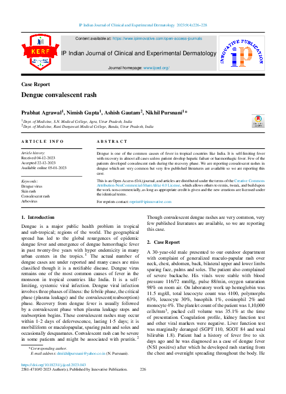 (PDF) Dengue convalescent rash