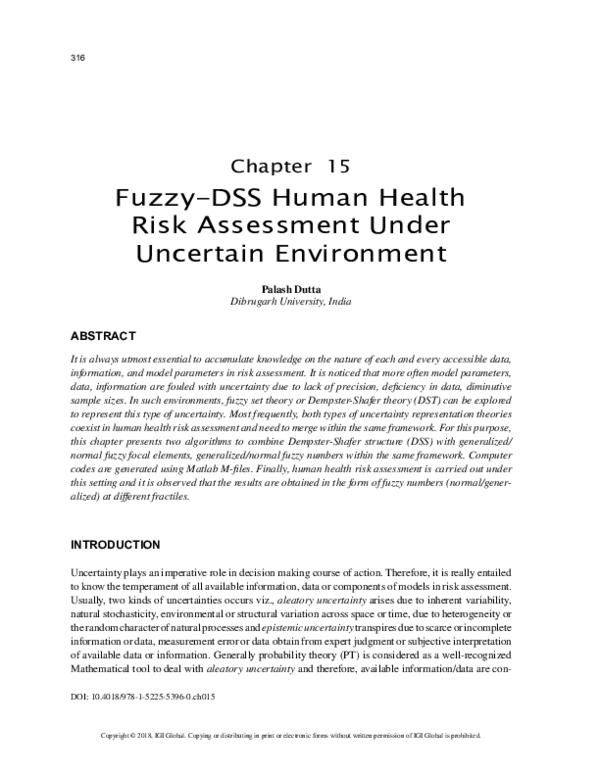 (PDF) Fuzzy-DSS Human Health Risk Assessment Under Uncertain Environment