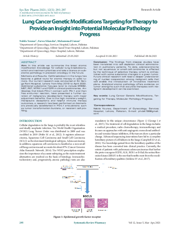 (PDF) Lung Cancer Genetic Modifications Targeting for Therapy to Provide an Insight into ...