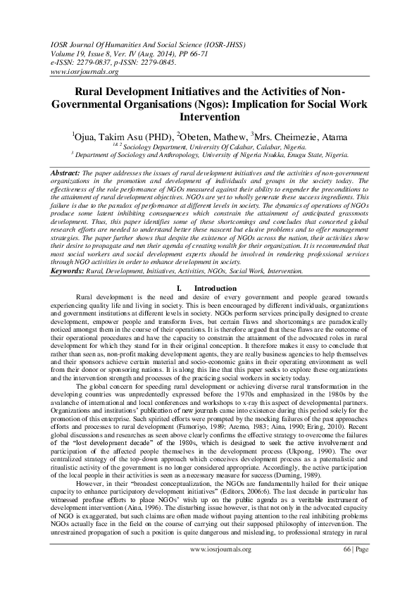 (PDF) Rural Development Initiatives and the Activities of ...