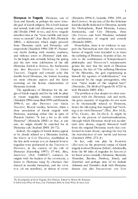 (PDF) Dionysus in Tragedy