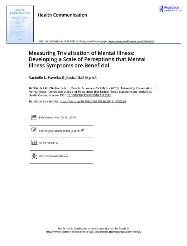 (PDF) Measuring Trivialization of Mental Illness: Developing a Scale of ...