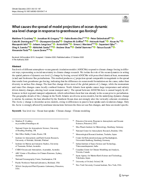 (PDF) What causes the spread of model projections of ocean dynamic sea-level change in response ...