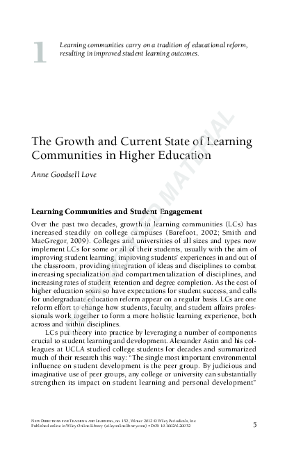 (PDF) The growth and current state of learning communities in higher ...
