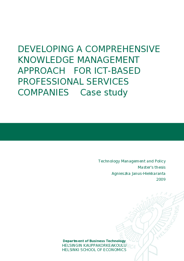 (PDF) Developing a comprehensive knowledge management approach for ICT ...