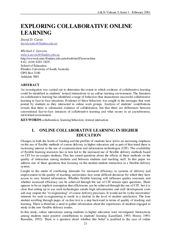(PDF) Exploring Collaborative Online Learning